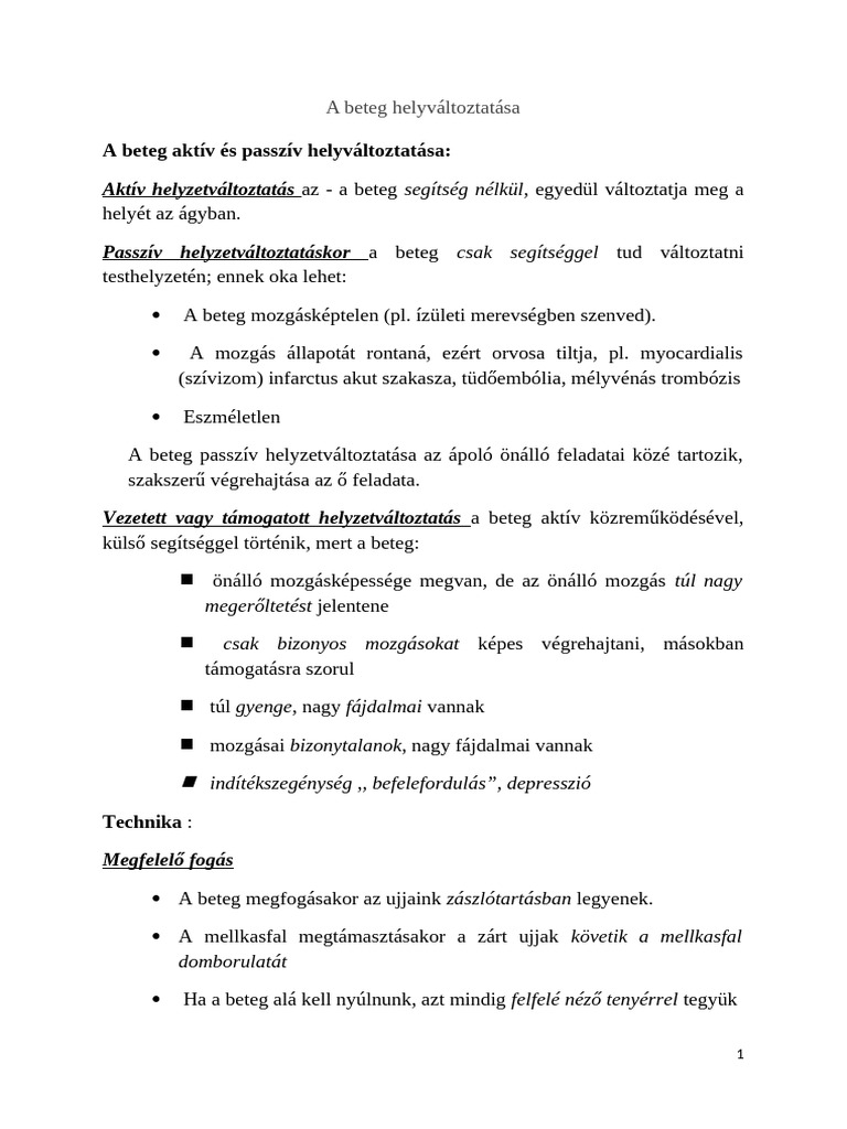 A Beteg Helyvaltoztatasa | PDF
