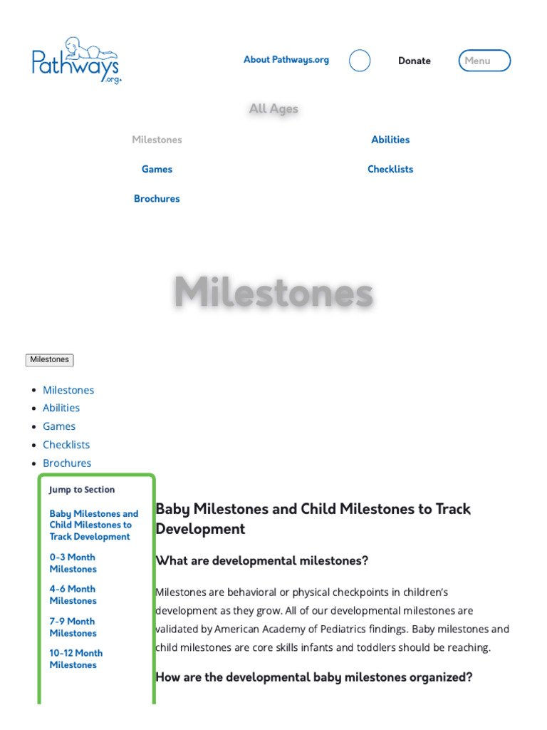 Developmental Milestones For All Ages - Milestone Tracking | PDF