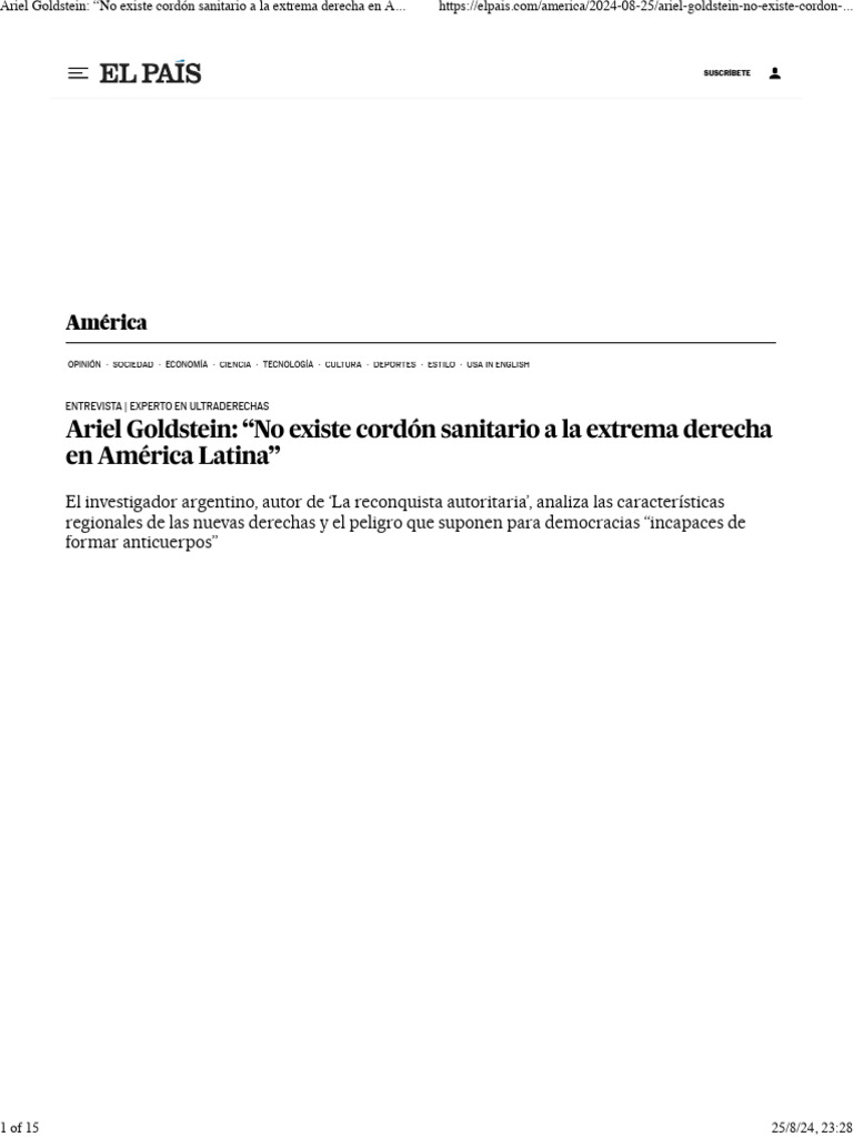 Ariel Goldstein - "No Existe Cordón Sanitario A La Extrema Derecha en ...