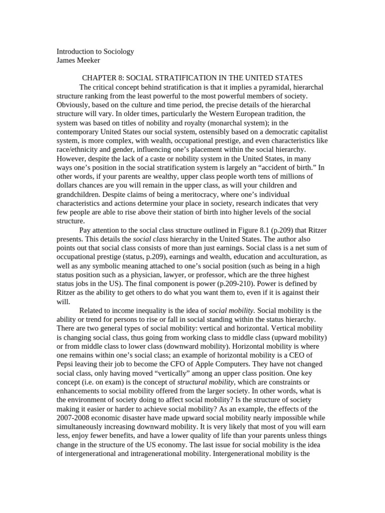Chapter 8 - Social Stratification in The US | PDF