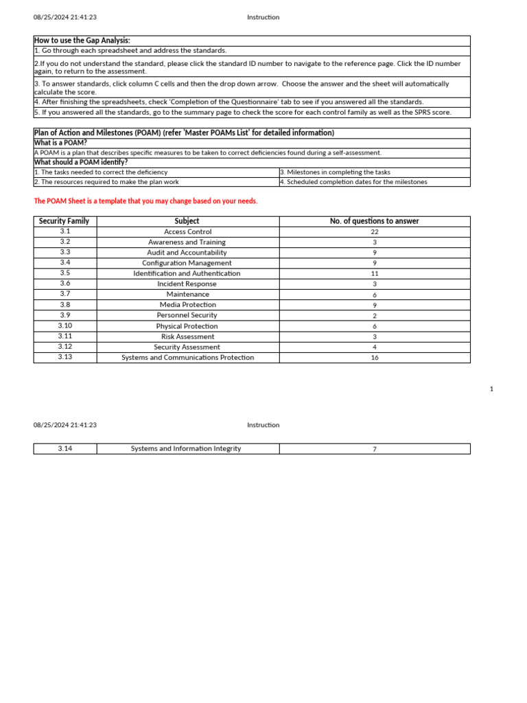 CMMC Self Assessment Checklist With Tabs Excel | PDF