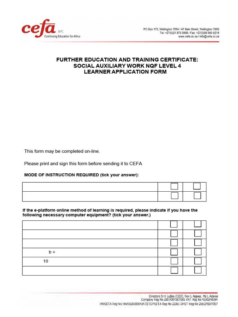 Social Auxiliary Work Application Form | PDF