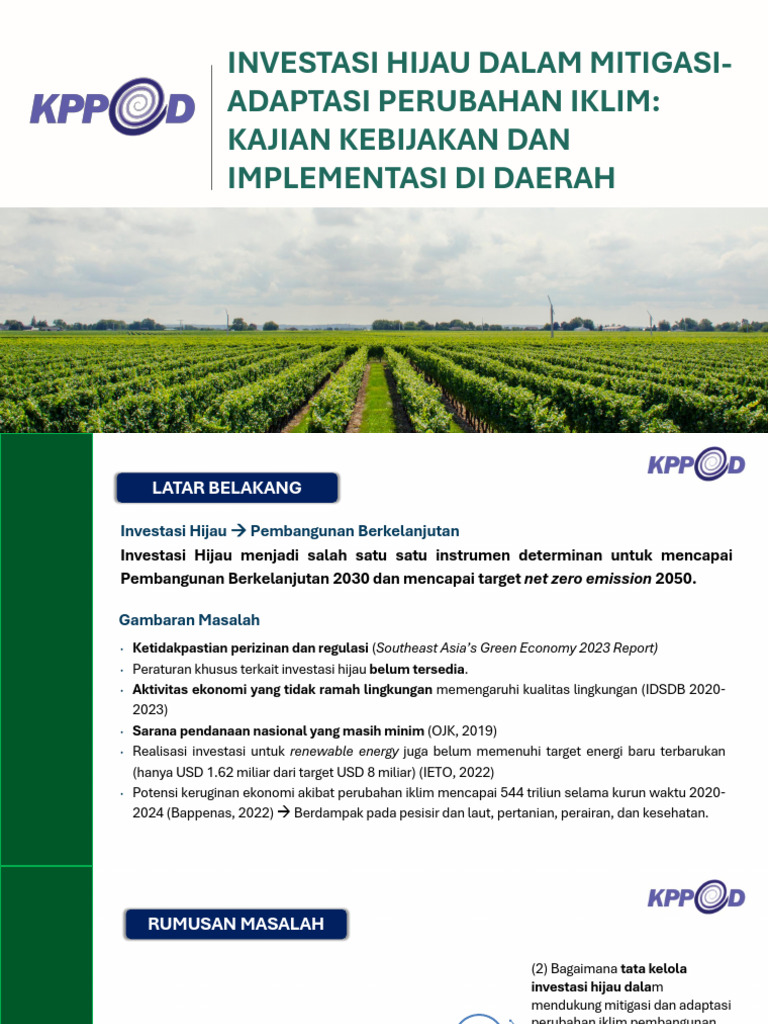 Paparan Hasil Kajian Investasi Hijau - KPPOD 2024 | PDF