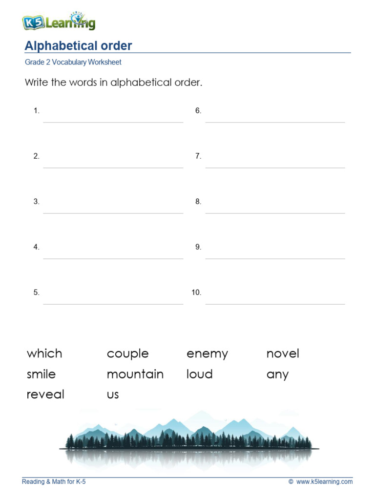 Alphabetical Order Worksheet | PDF