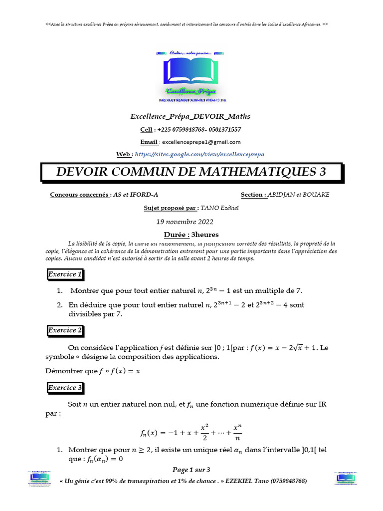 Devoir Commun AS 3 | PDF
