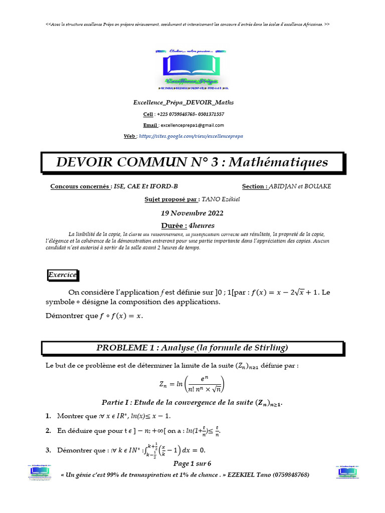 Devoir Commun 3 Ise | PDF