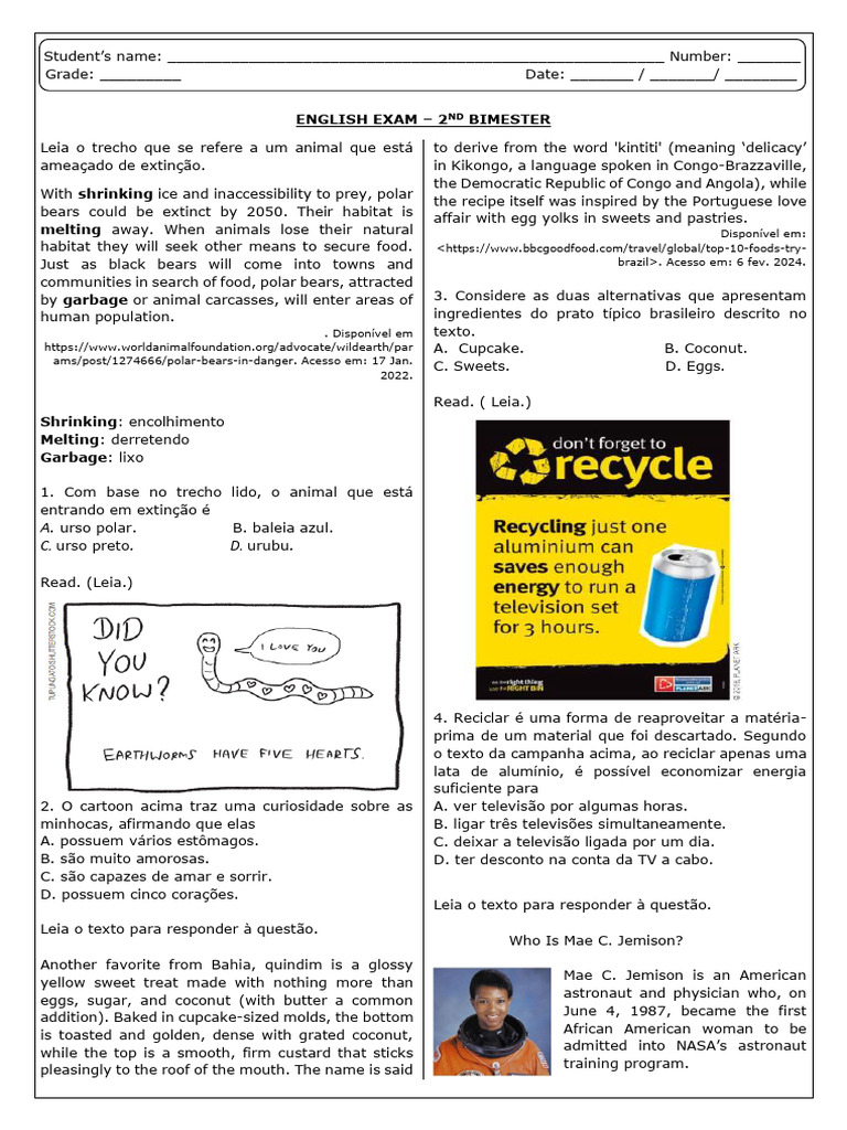 Reading Comprehension - 7 Ano - 24 | PDF