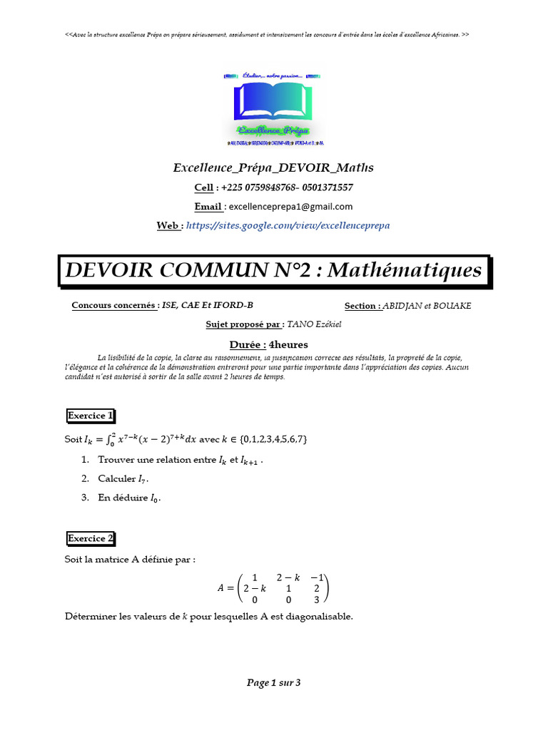 Devoir Commun 2 Ise | PDF
