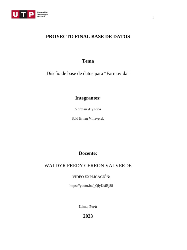 Proyecto Base de Datos | PDF