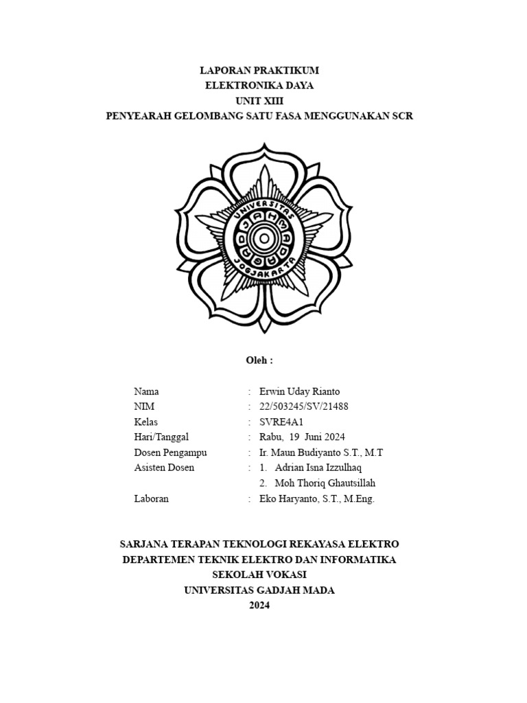 UNIT 13 - Erwin Uday Rianto - 503149 - PENYEARAH GELOMBANG SATU FASA MENGGUNAKAN SCR | PDF
