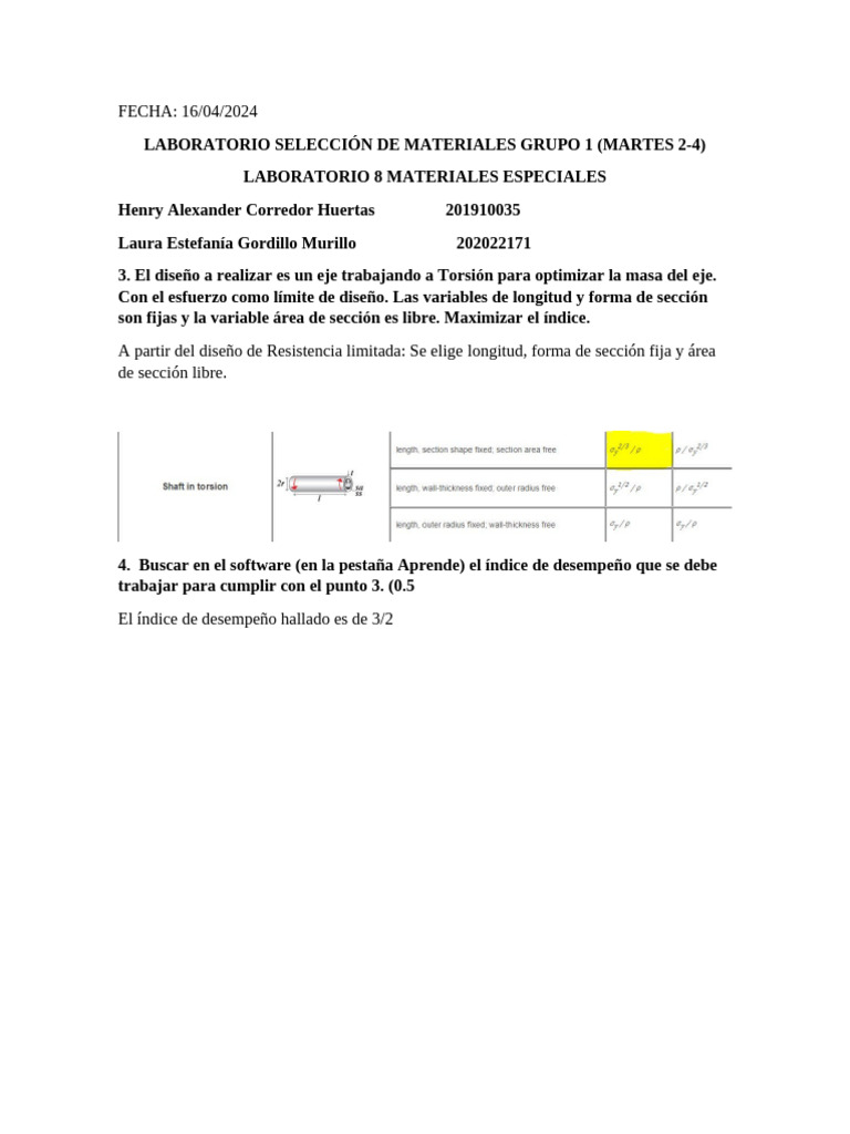 Seleccion de Materiales Lab Henry y Laura | PDF