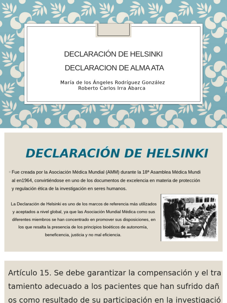 Declaración de Helsinki y Alma | PDF