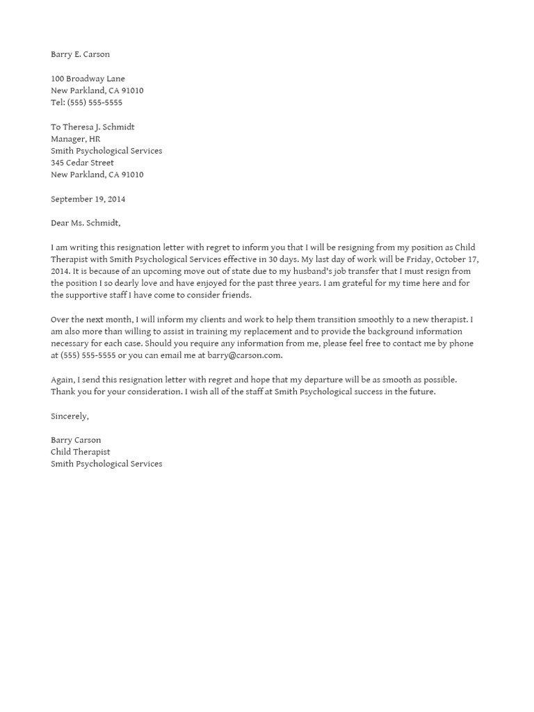Letter of Resignation With Regret | PDF