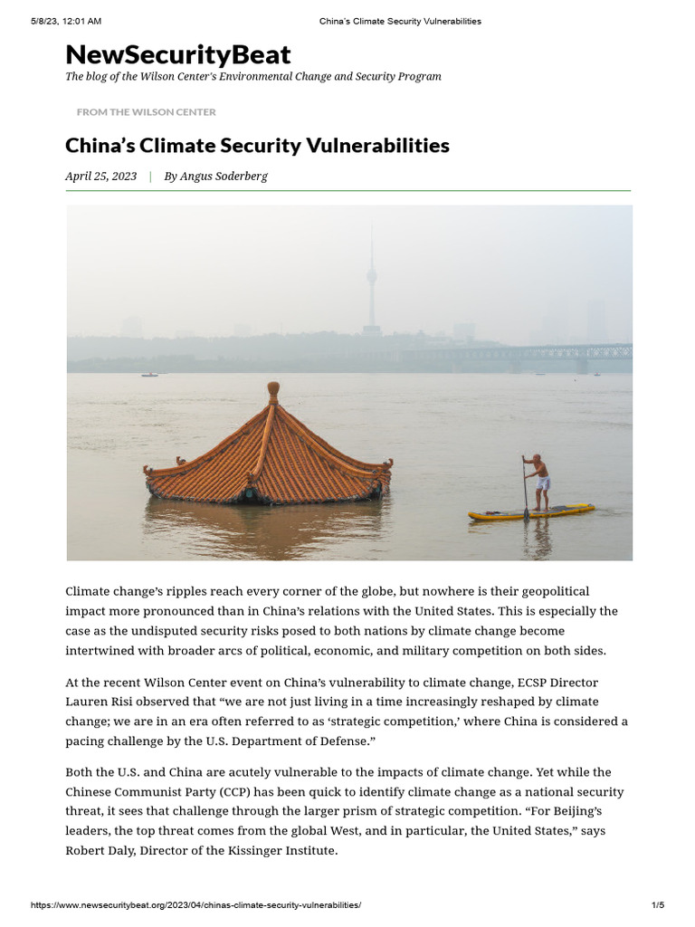 China’s Climate Security Vulnerabilities | PDF