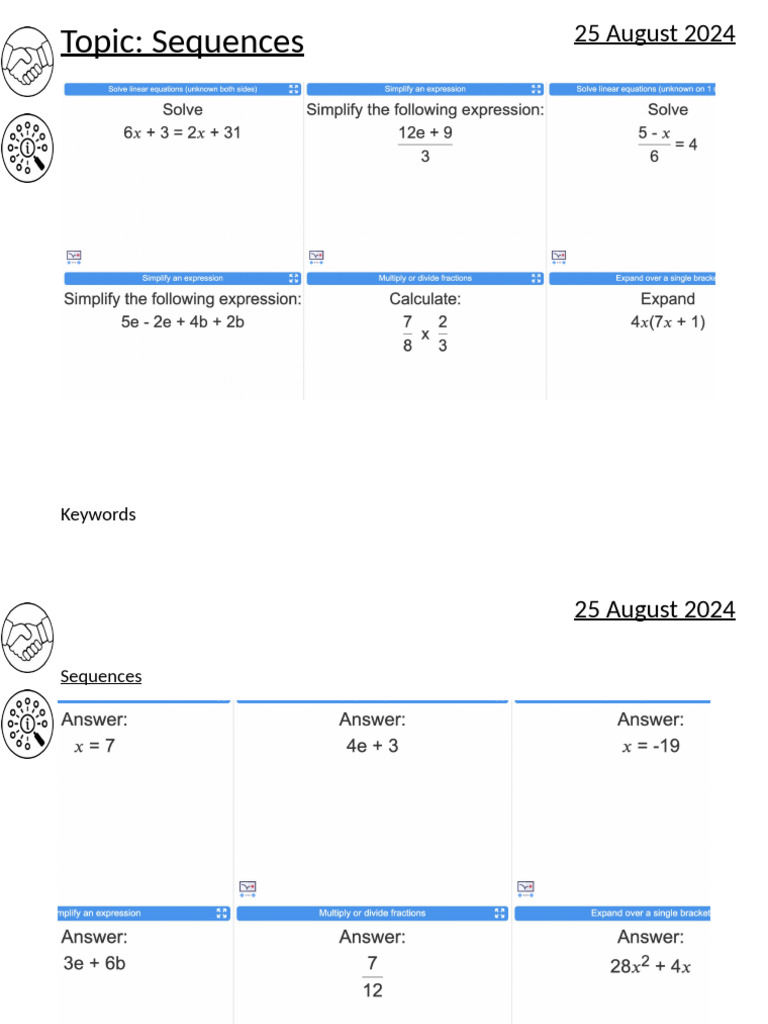 Yr10 Sequences | PDF