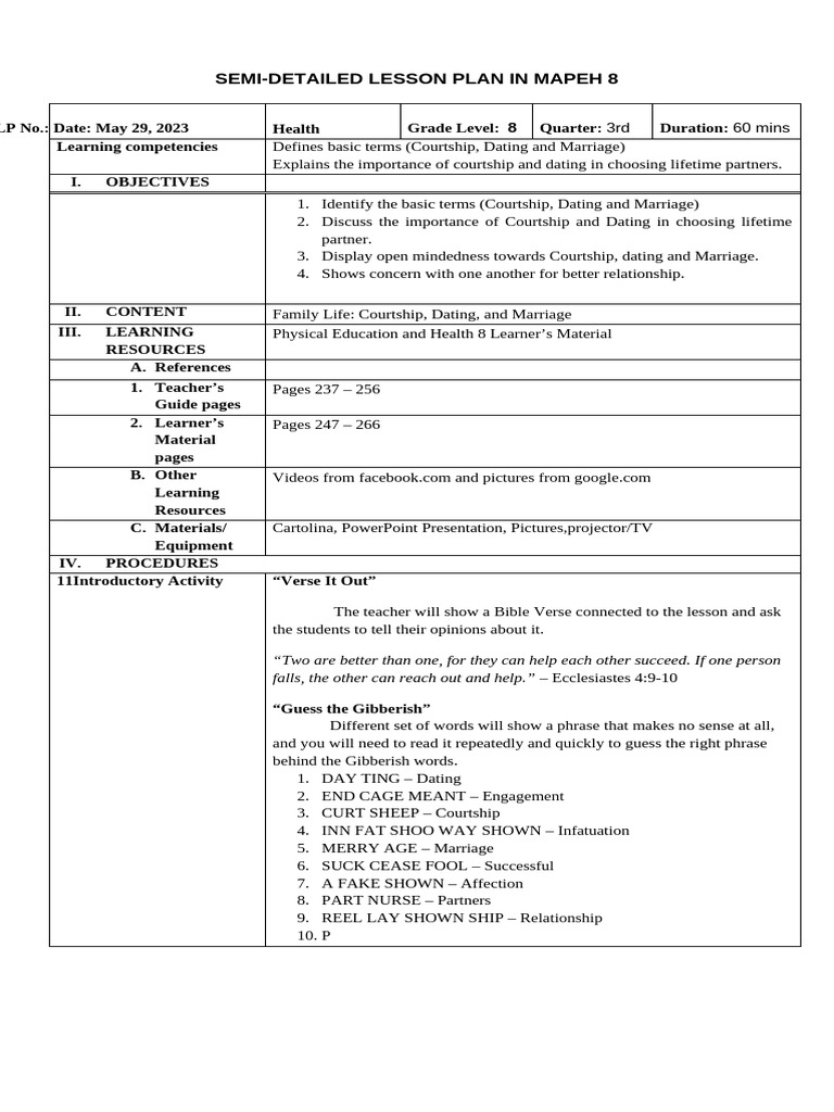 Semi Detailed | PDF | Courtship | Learning