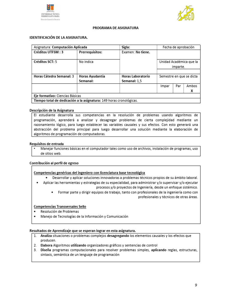 Programa Computacion Aplicada | PDF