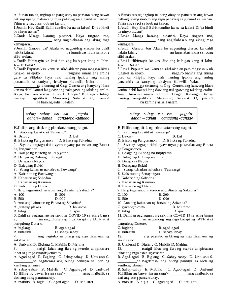 Grade 8 Activity | PDF
