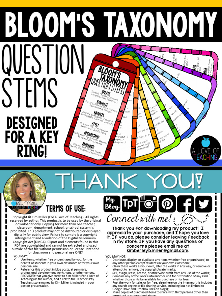 Revised Blooms Taxonomy Question Stem For Keyring | PDF