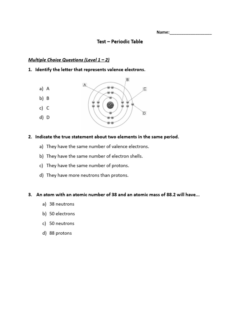 Test - Periodic Table | PDF