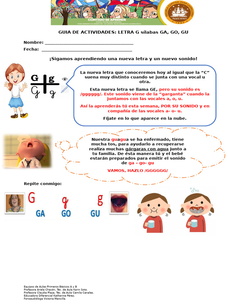 Lenguaje Consonante G Ga Go Gu | PDF | Language Arts & Discipline