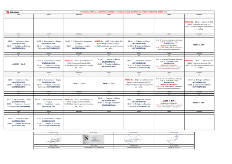 Programa Mensual de Capacitaciones - Enero | PDF