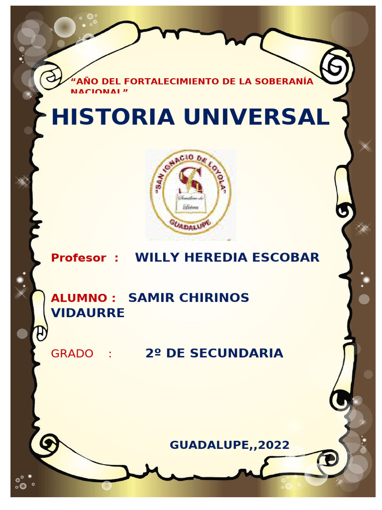 Caratula de Historia UNIVERSAL | PDF