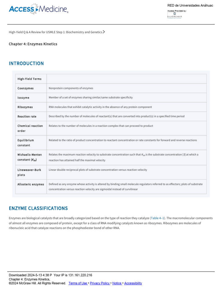 Chapter 4 - Enzymes Kinetics | PDF