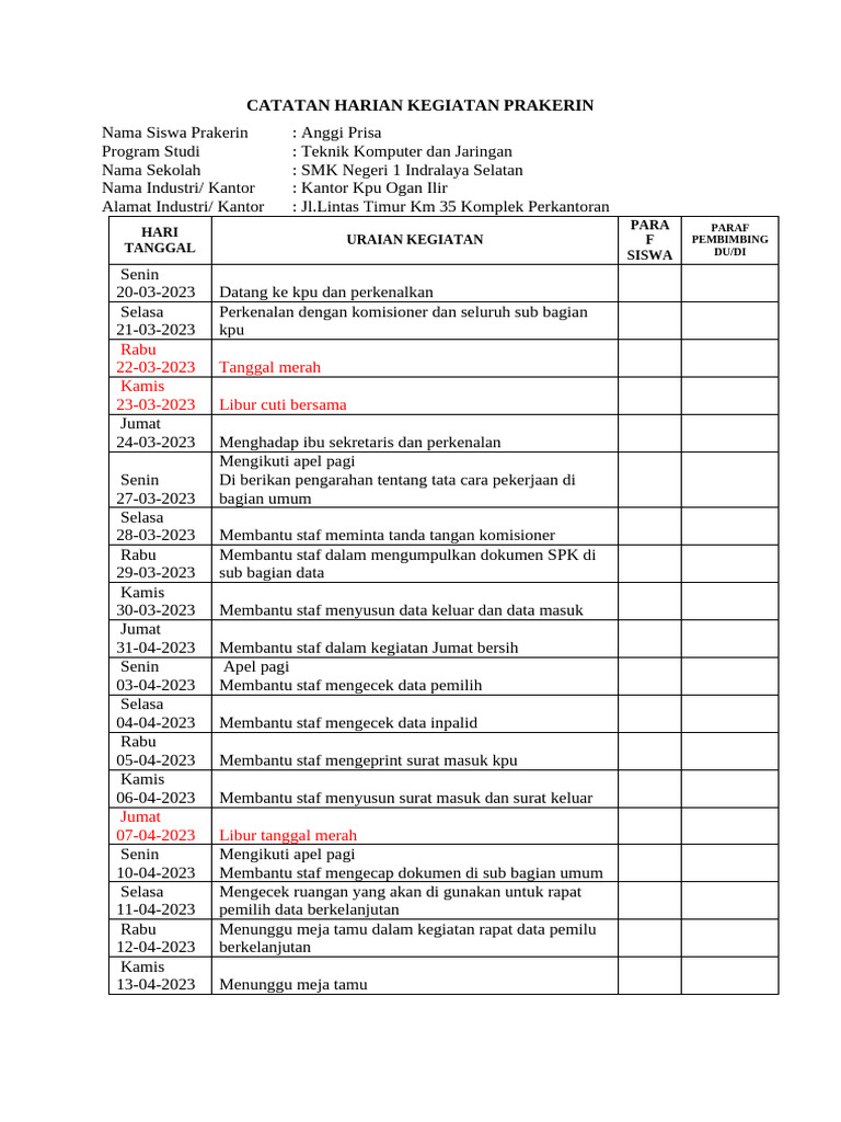 Catatan Harian Anggi | PDF