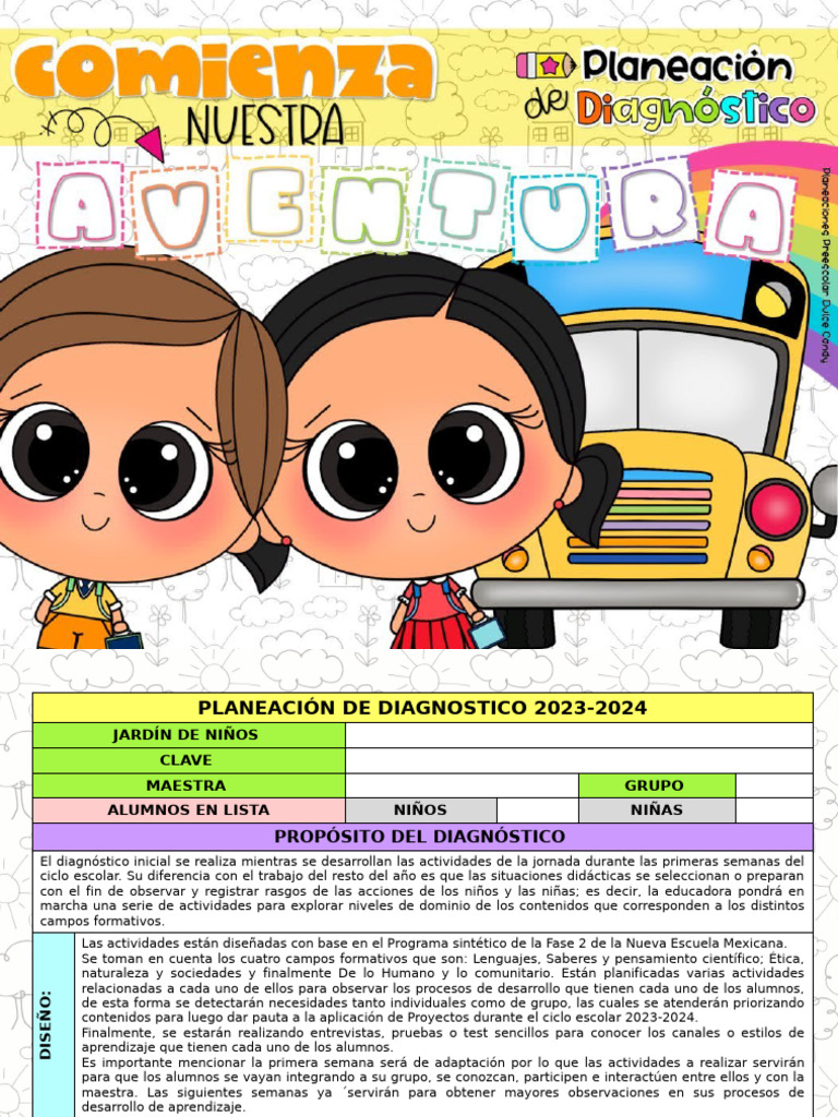 Plan Diagnostico 23-24 Semana 1 Adaptacion Dulce Candy | PDF