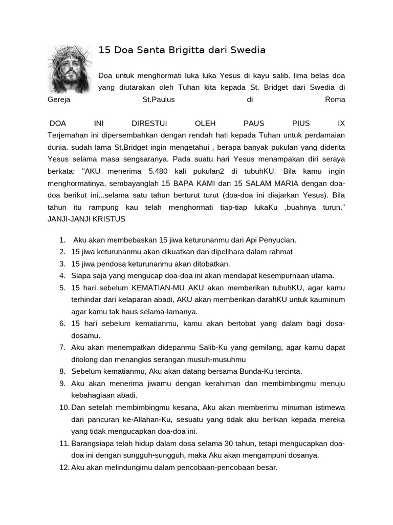 15 Doa Santa Brigitta dari Swedia | PDF