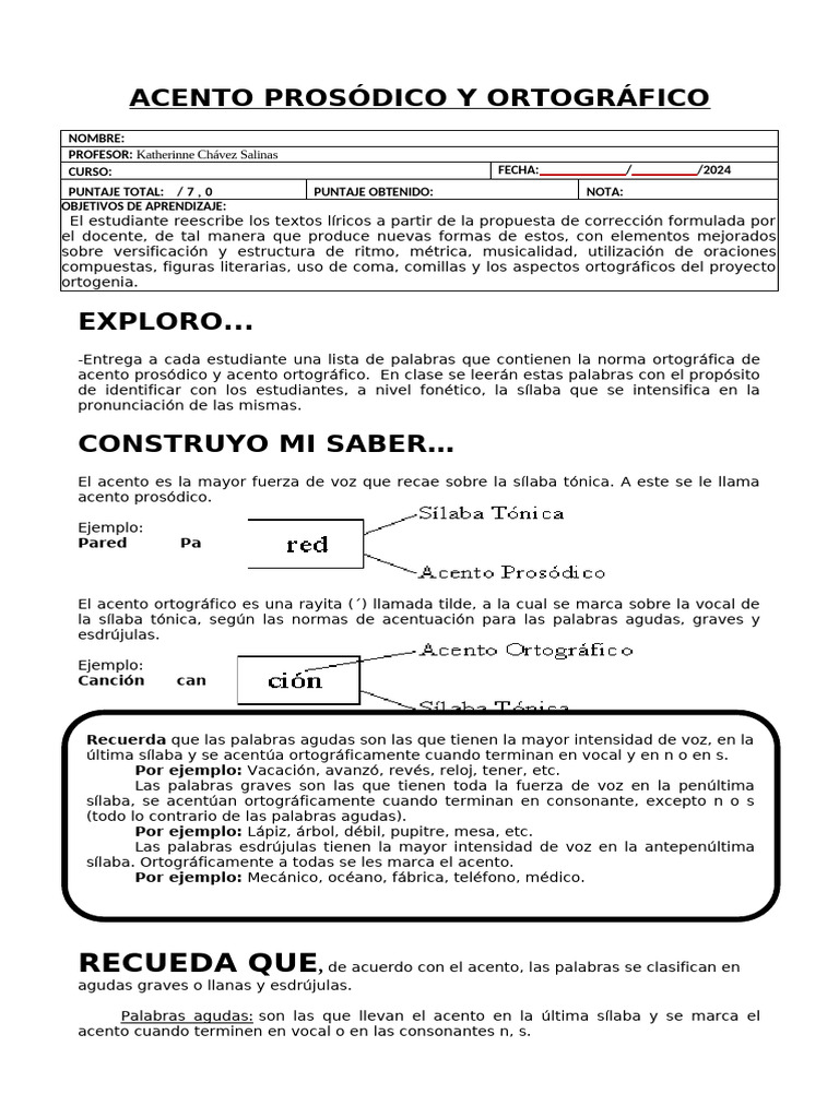 ACENTO-PROSODICO-Y-ORTOGRAFICO-GUIA | PDF