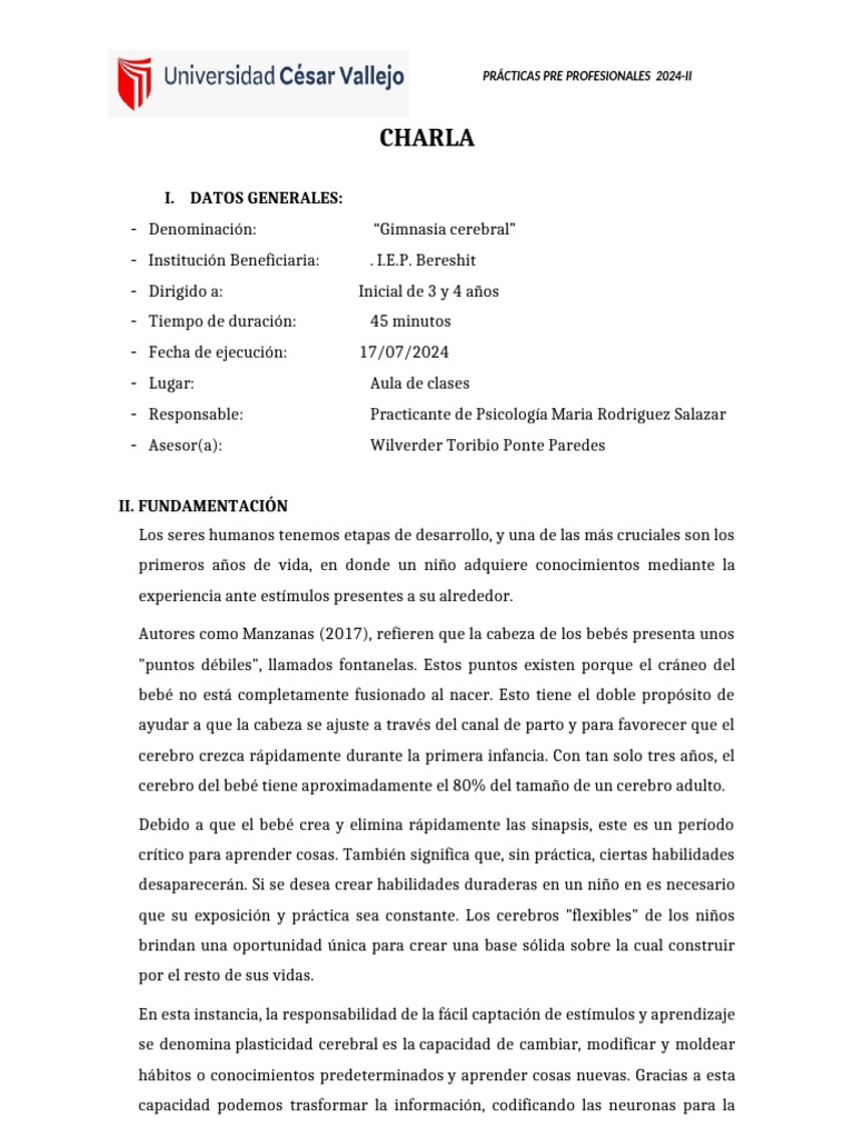 CHARLA 3, GIMNASIA CEREBRAL | PDF