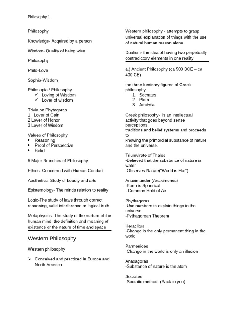Philosophy Monthly Test 1 | PDF