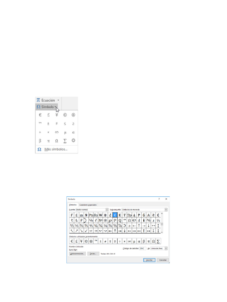 Insertar Simbolos y Ecuaciones | PDF | Ecuaciones | Ventana (informática)