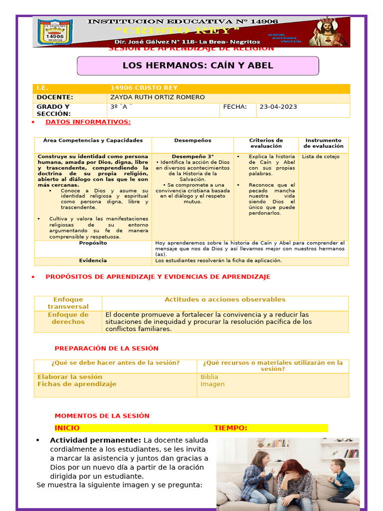 Historia de Caín y Abel en 3ºA | PDF | Víspera | Creencia religiosa y ...