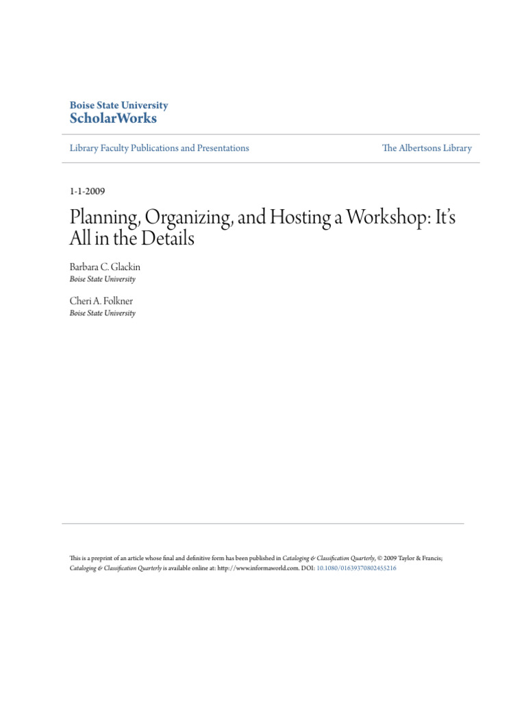 Planning Organizing and Hosting A Workshop - It - S All in The Det ...