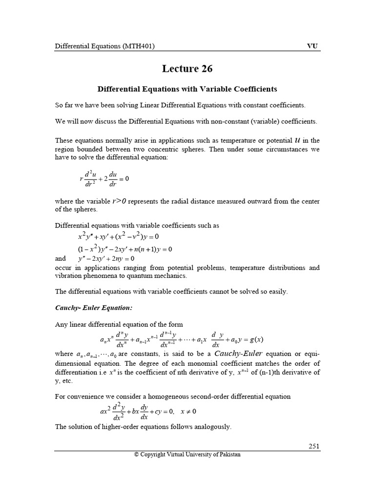 MTH401 Lecture 26 | PDF