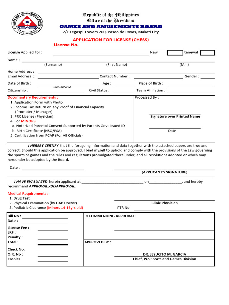 2023 Application Form Chess | PDF