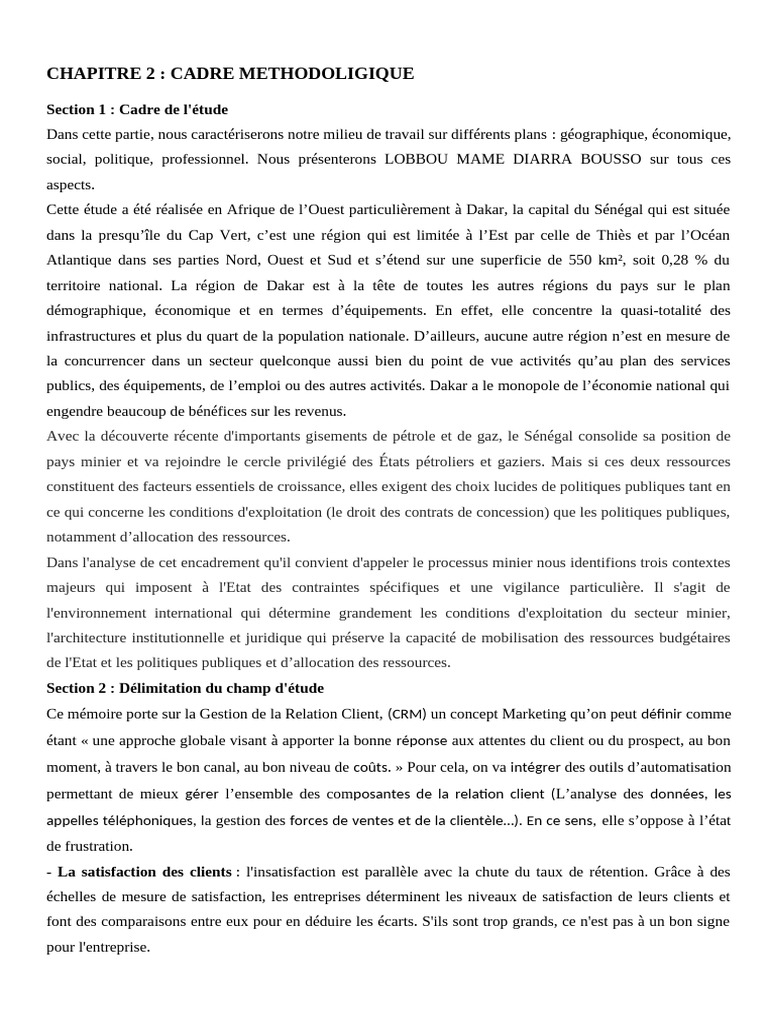 CHAPITRE 2 Cadre Méthodologique | PDF