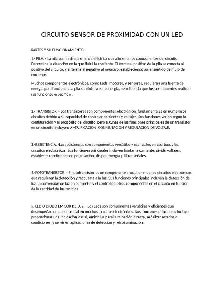 Circuito Sensor de Proximidad Con Un Led | PDF