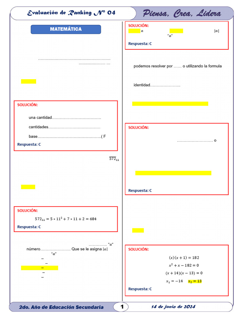 2do SEC - SOLUC - RANKING 04 | PDF