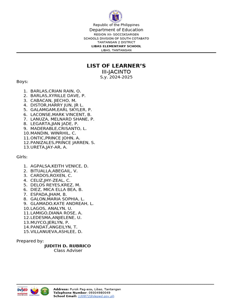 GRADE 3 JACINTO | PDF