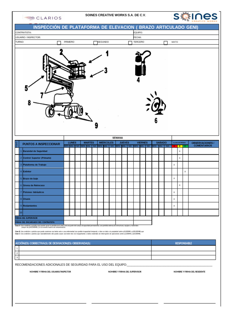 Check List Plataforma Elevacion Genie | PDF