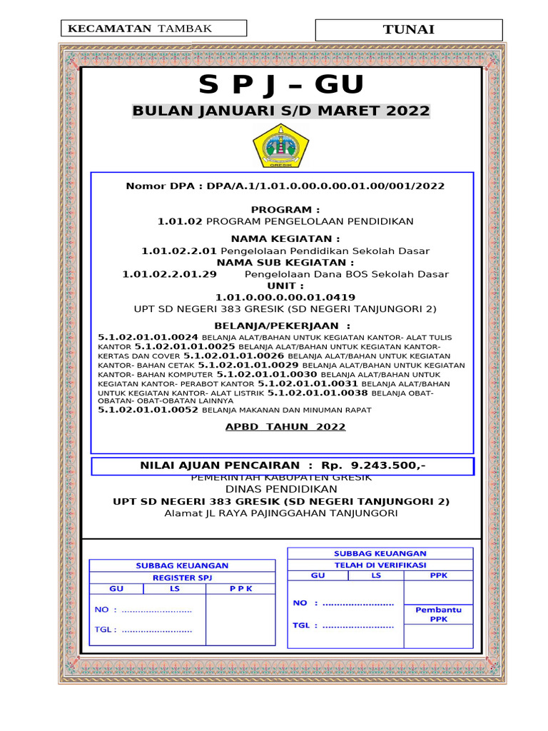 1.a Cover SPJ Gu Tunai | PDF