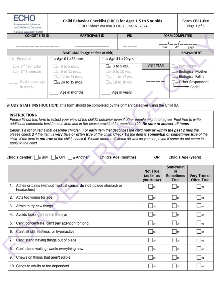 v03.01 CBCL-Pre Child Behavior Checklist For Ages 1.5 To 5 20240607 v03 ...