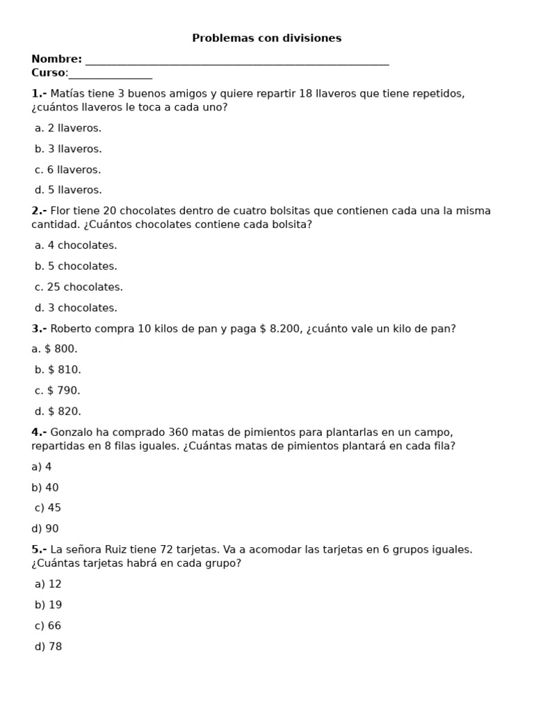 Problemas Con Divisiones | PDF