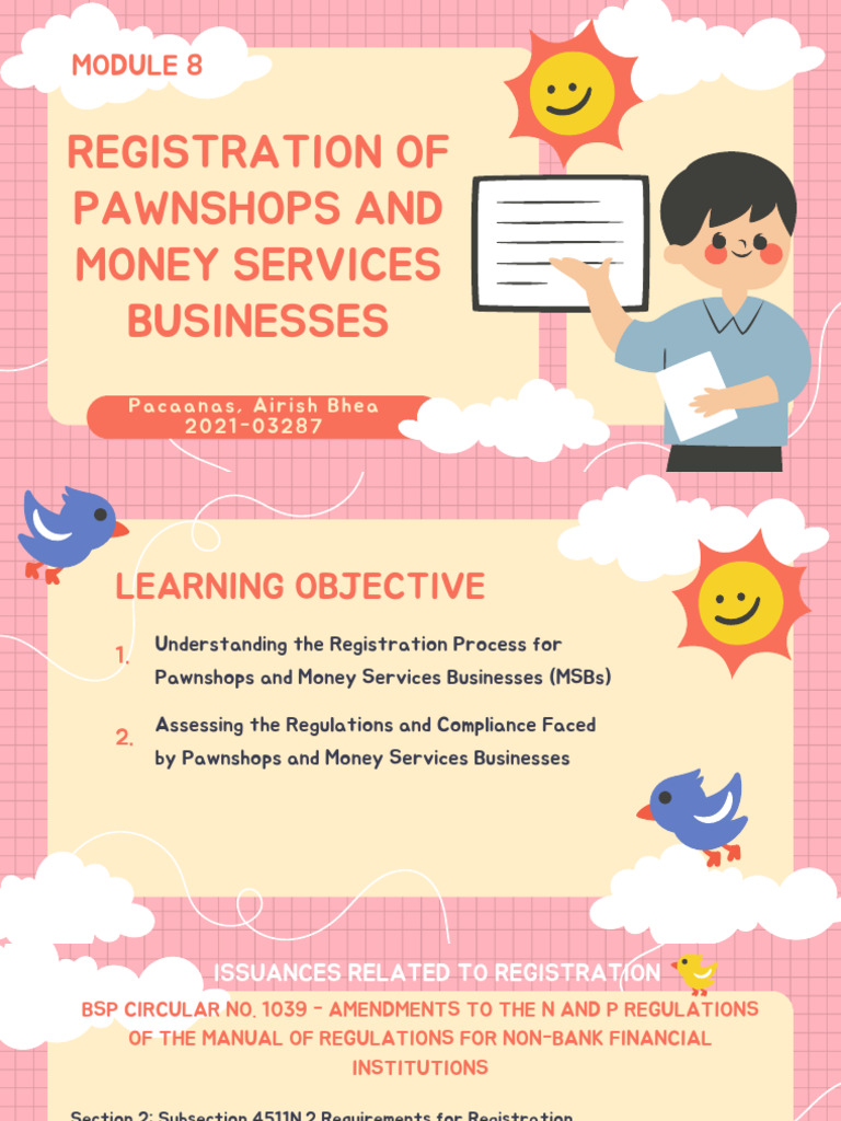 VIII.F.1. Registration of Pawnshops and Money Services Businesses ...