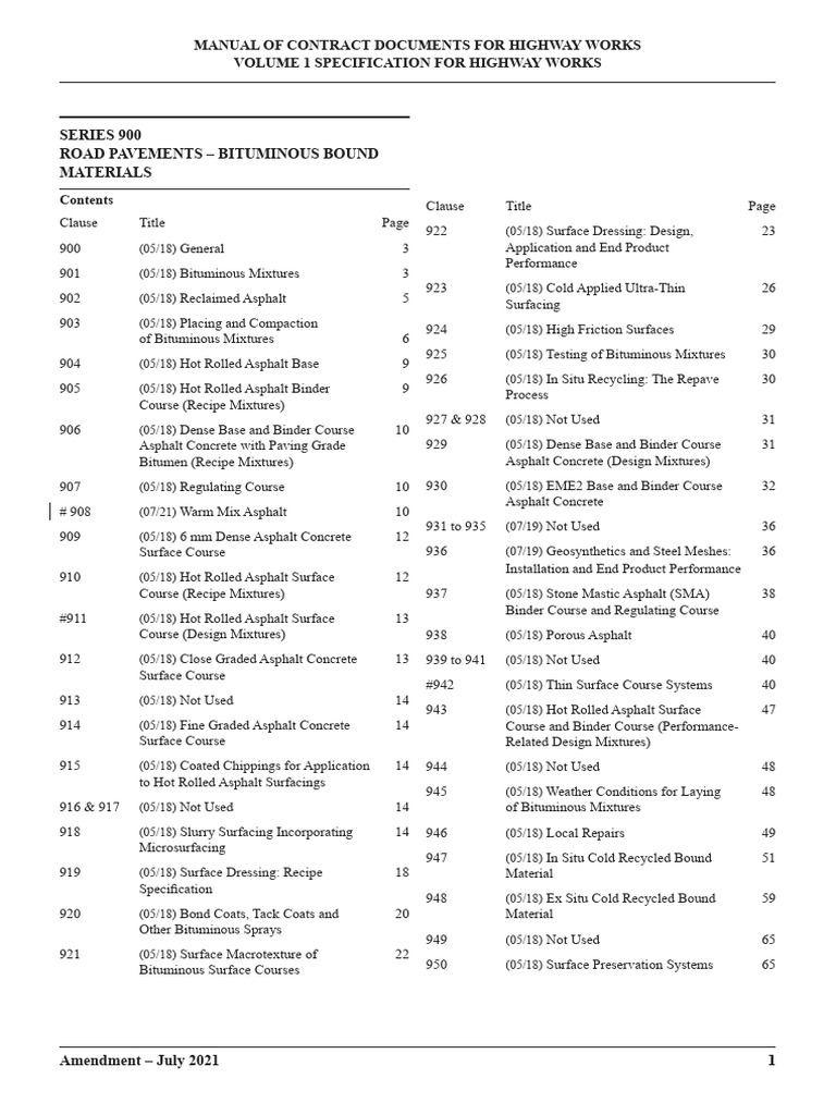 SHW Series 0900 Road Pavements - Bituminous Bound Materials - July 2021 ...