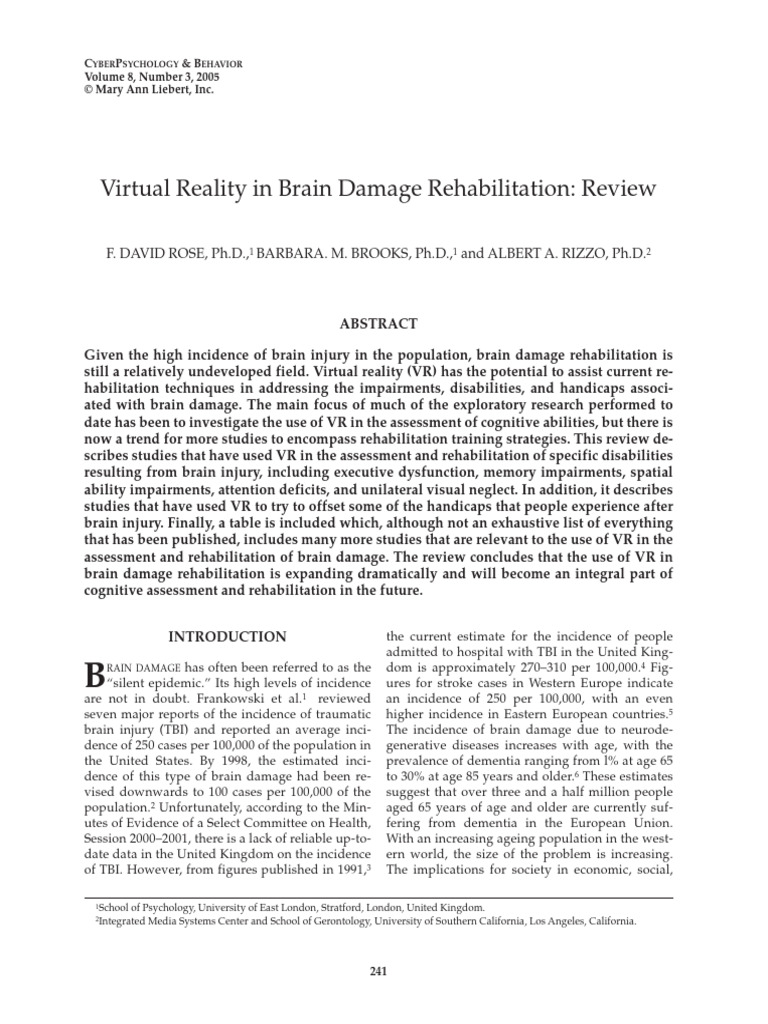 VR in Brain Damage | PDF